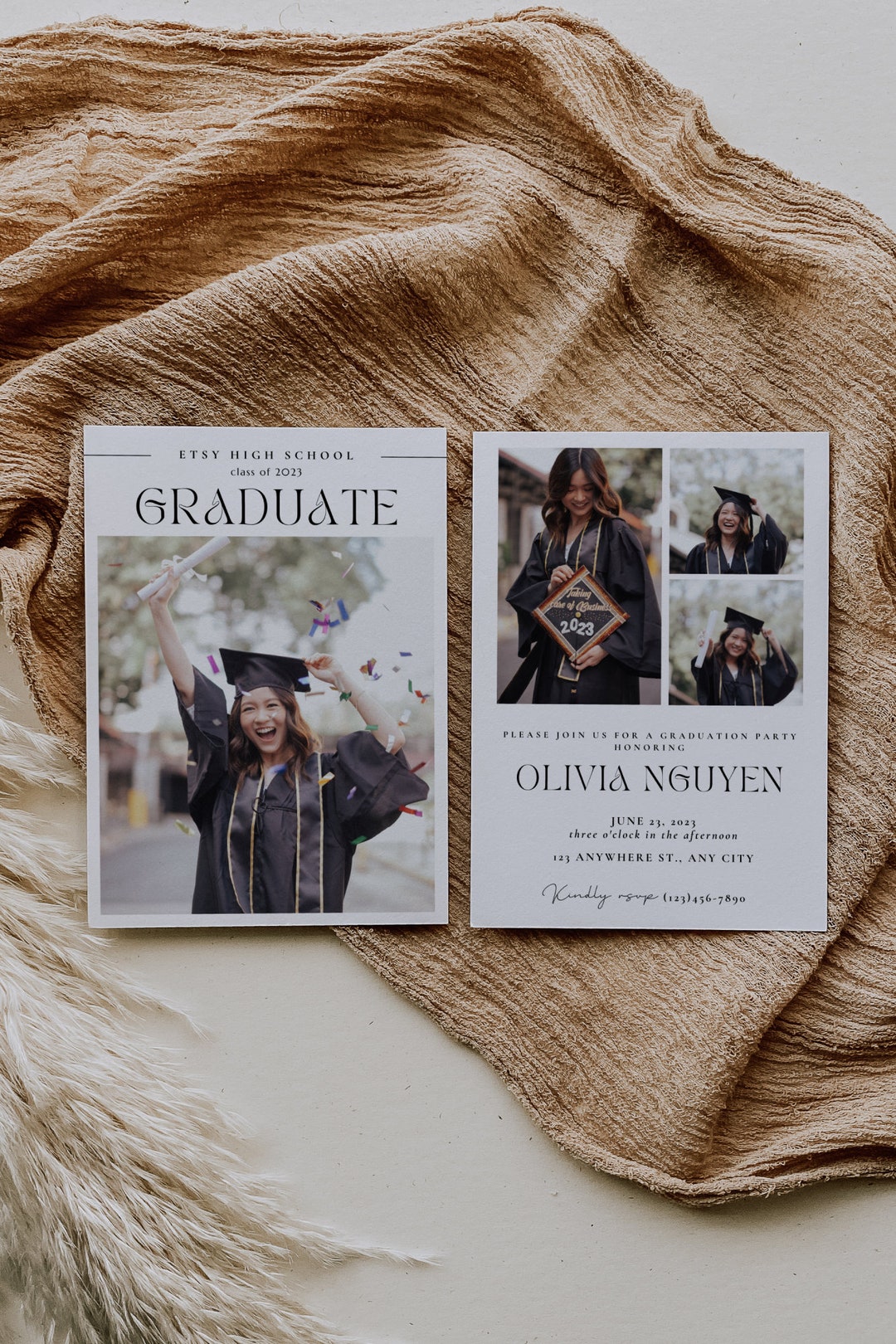 Modern Minimal Graduation Party Invitation Template, Graduation ...