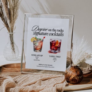Signature Cocktails Sign Template, Modern Graduation Party Bar Menu ...