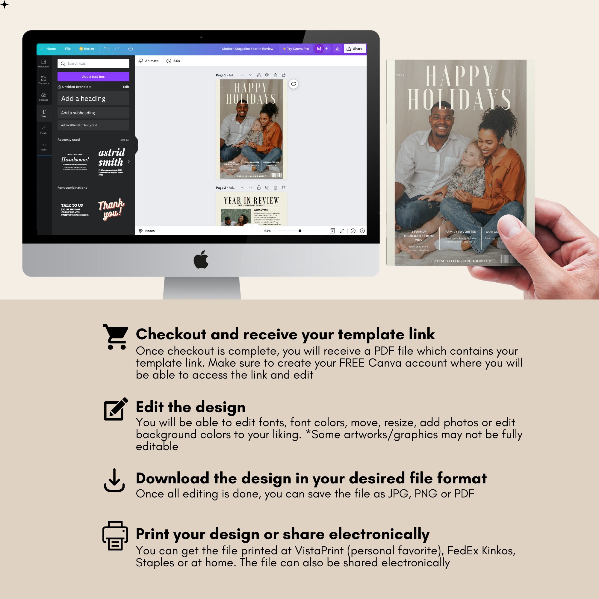 Modern Magazine 2022 Editable Year in Review Template - Etsy