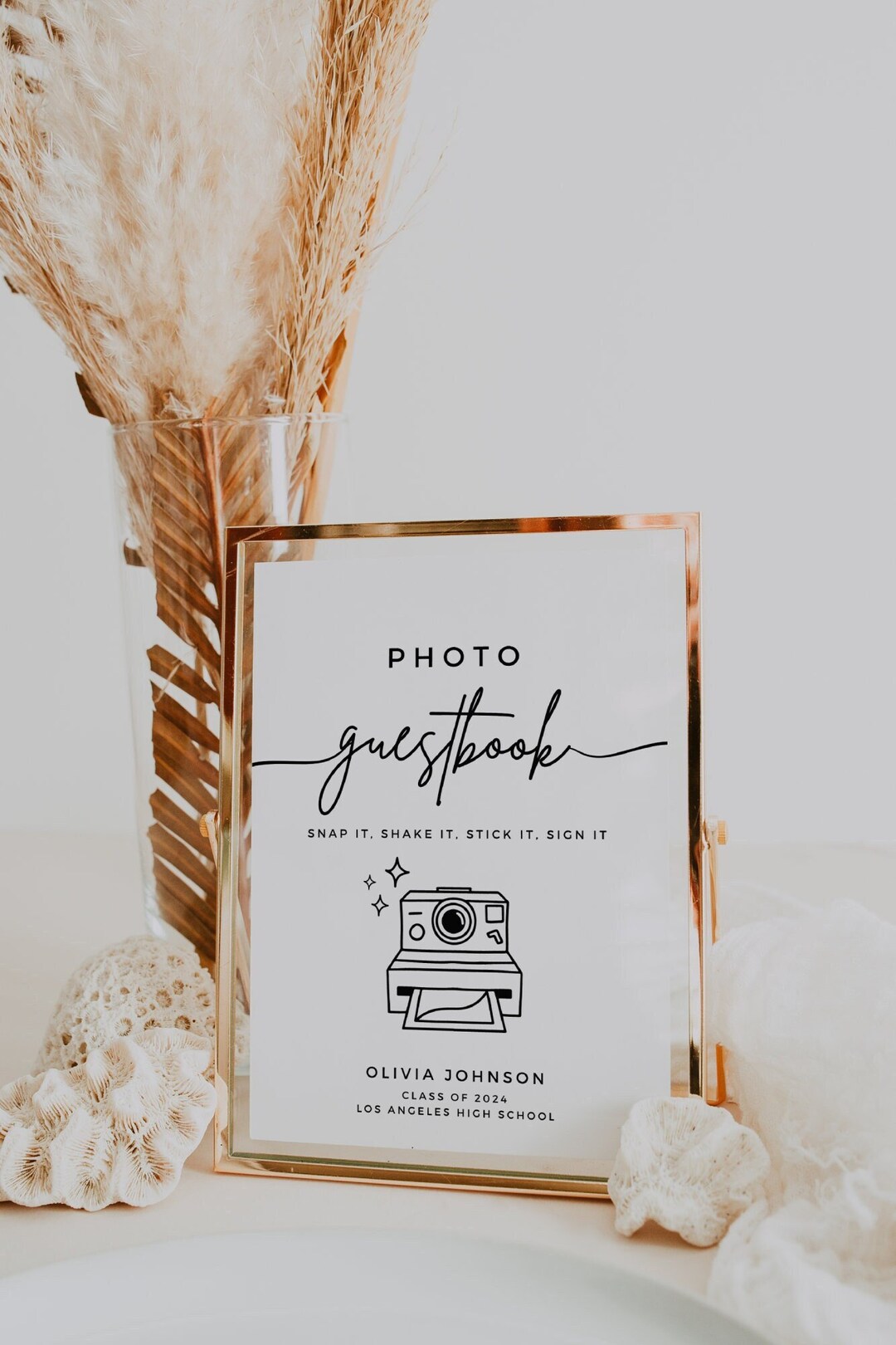 Graduation Photo Guestbook Sign, Polaroid Graduation Photo Guestbook ...