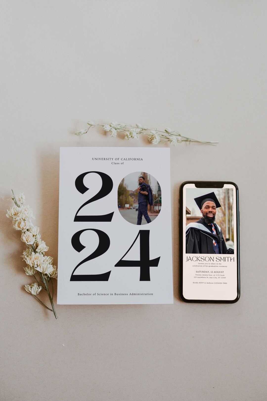 Digital Class of 2024 Graduation Invitation Template, Minimalist Senior ...