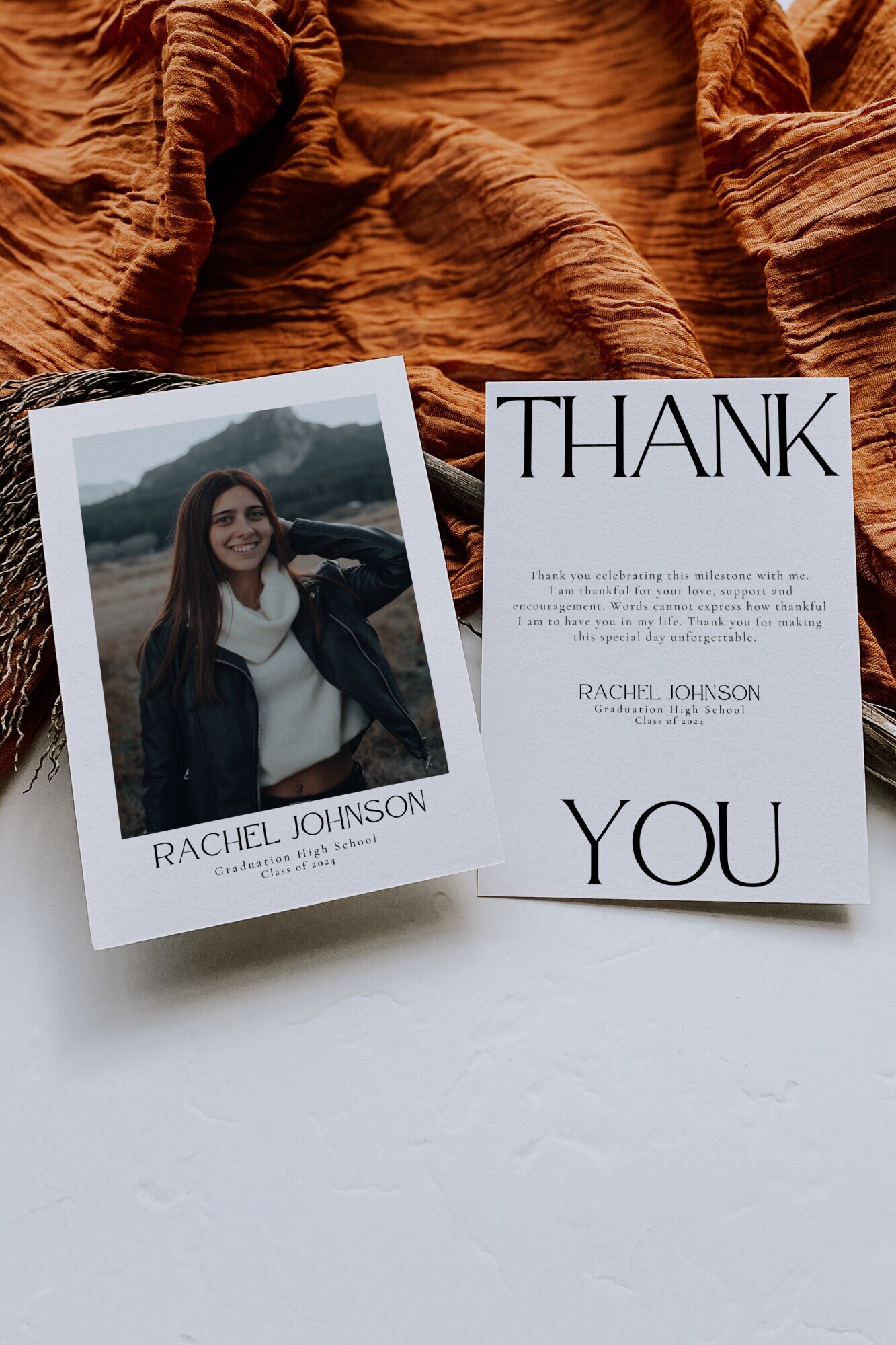 Graduation Thank You Card Modern Thank You Note Editable - Etsy