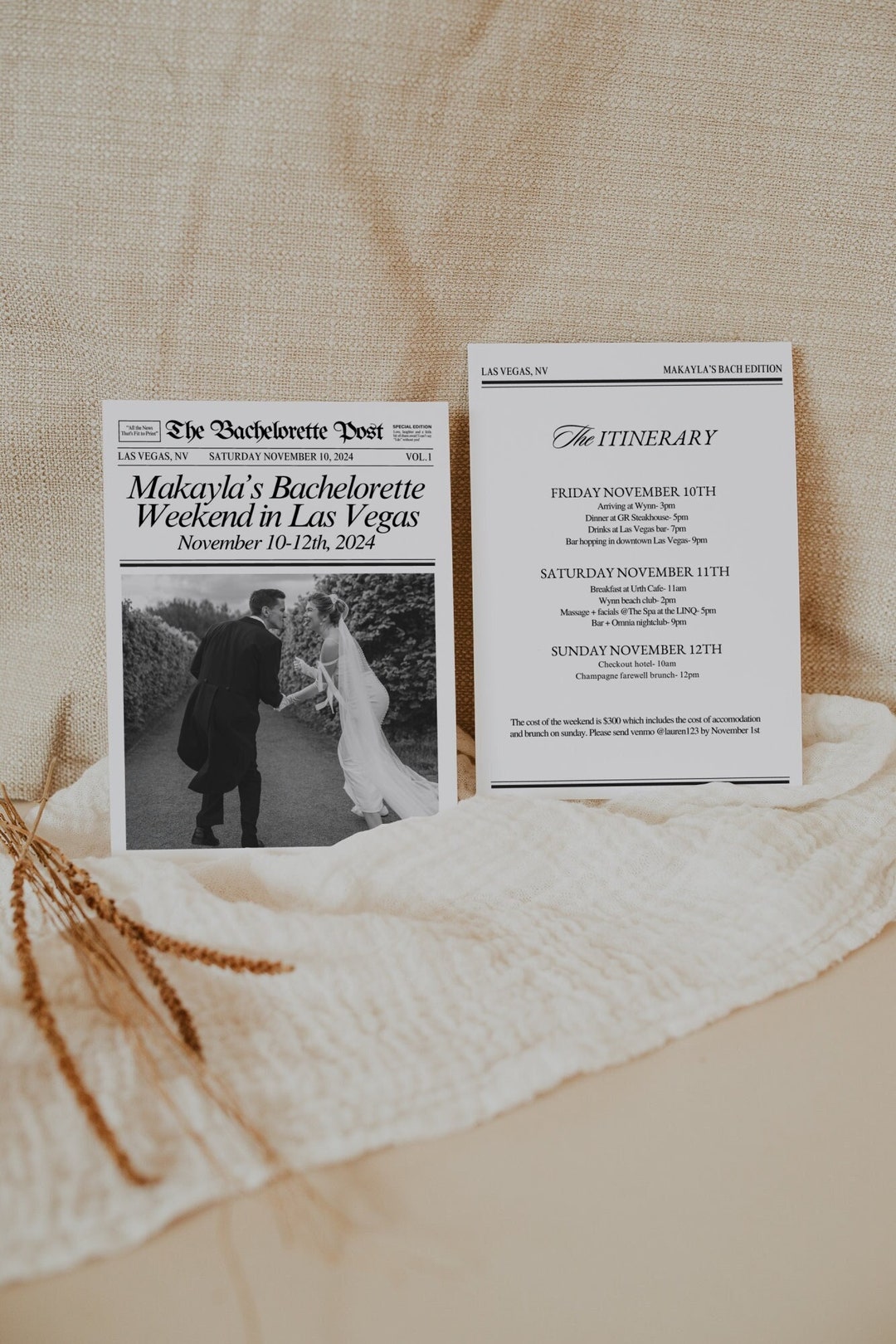 Newspaper Bachelorette Party Invitation Template Bachelorette - Etsy