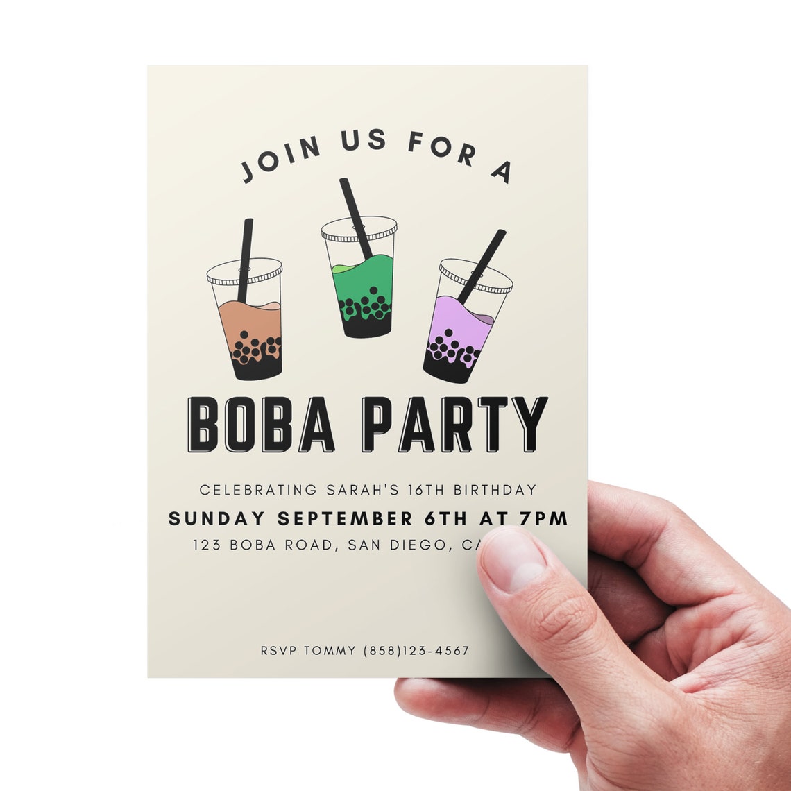 Editable Boba Party Invitation Card Boba Gift Boba Party | Etsy