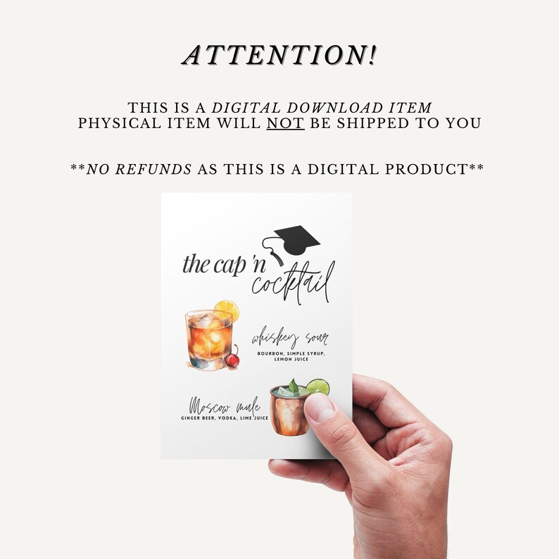 Signature Cocktails Sign Template Modern Graduation Party Bar - Etsy