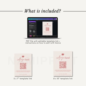 Modern Pink College Fund QR Code Sign Template, Pink Graduation College ...