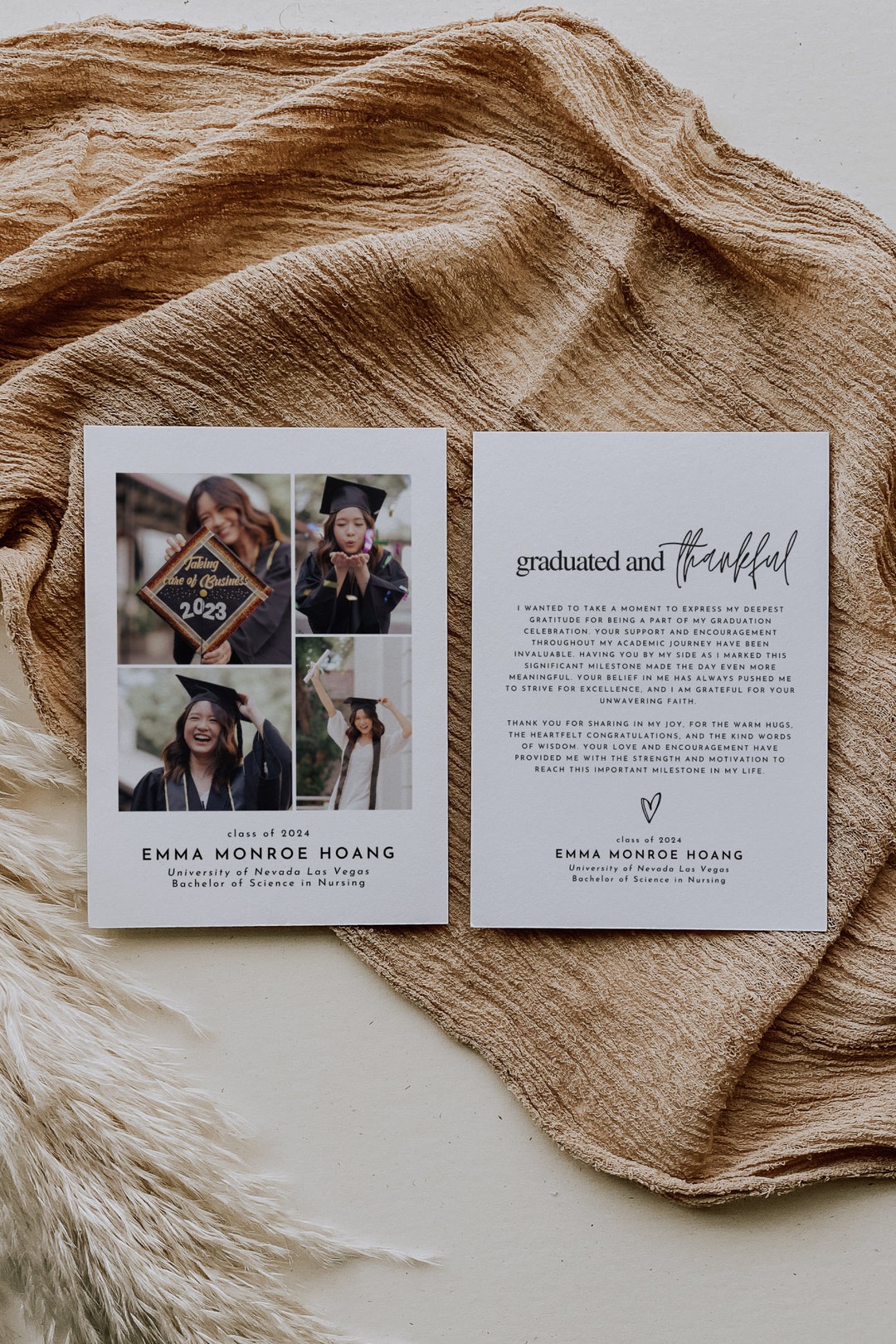 Graduation Party Thank You Card, Modern Thank You Note, Editable ...