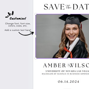 Graduation Announcement Save the Date Template, Editable Graduation ...