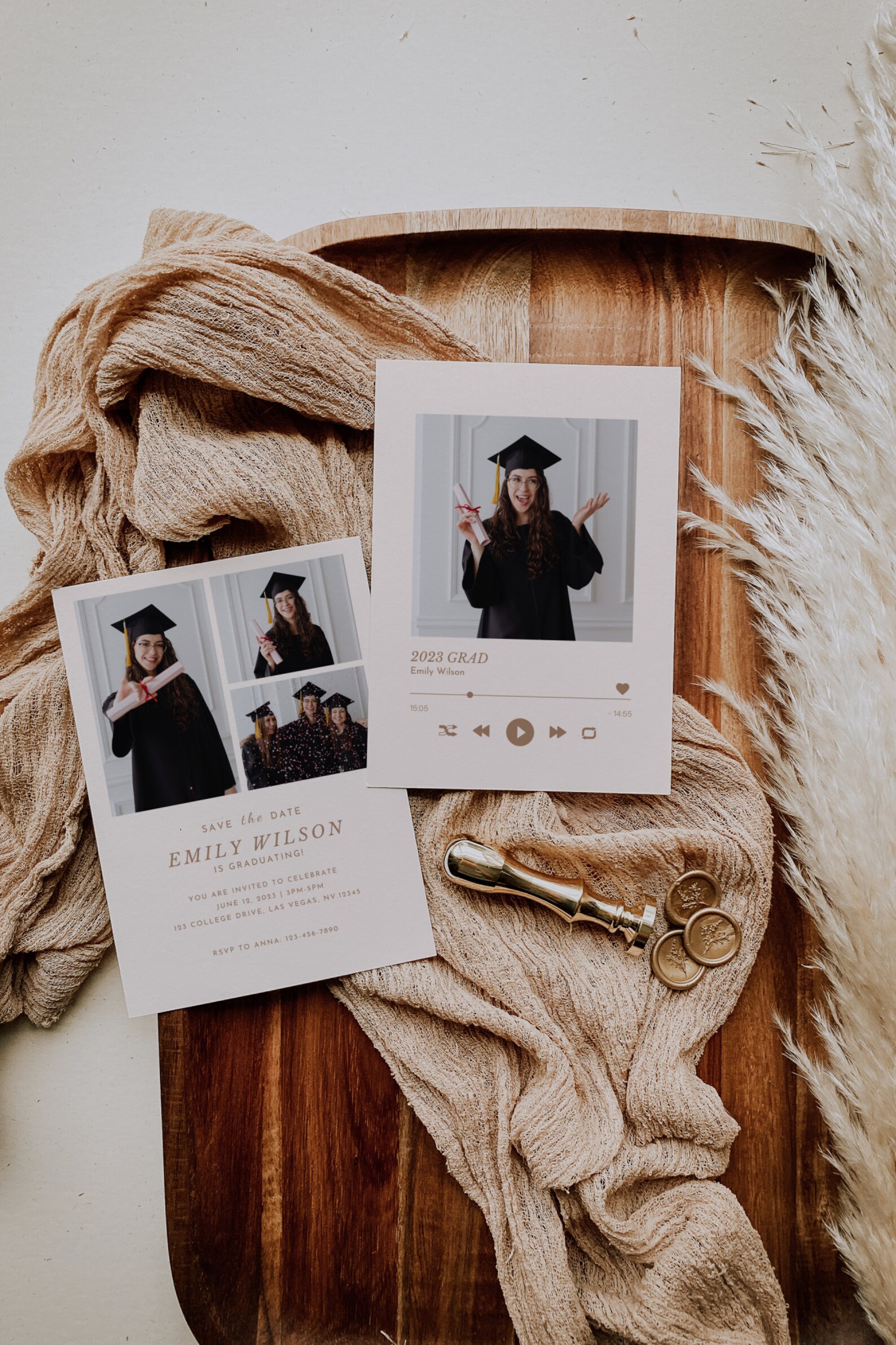 Minimalist Graduation Photo Announcement Card Modern Editable - Etsy