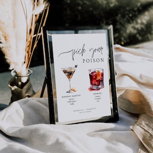 Halloween Signature Cocktails Sign Template, Editable Pick Your Poison ...
