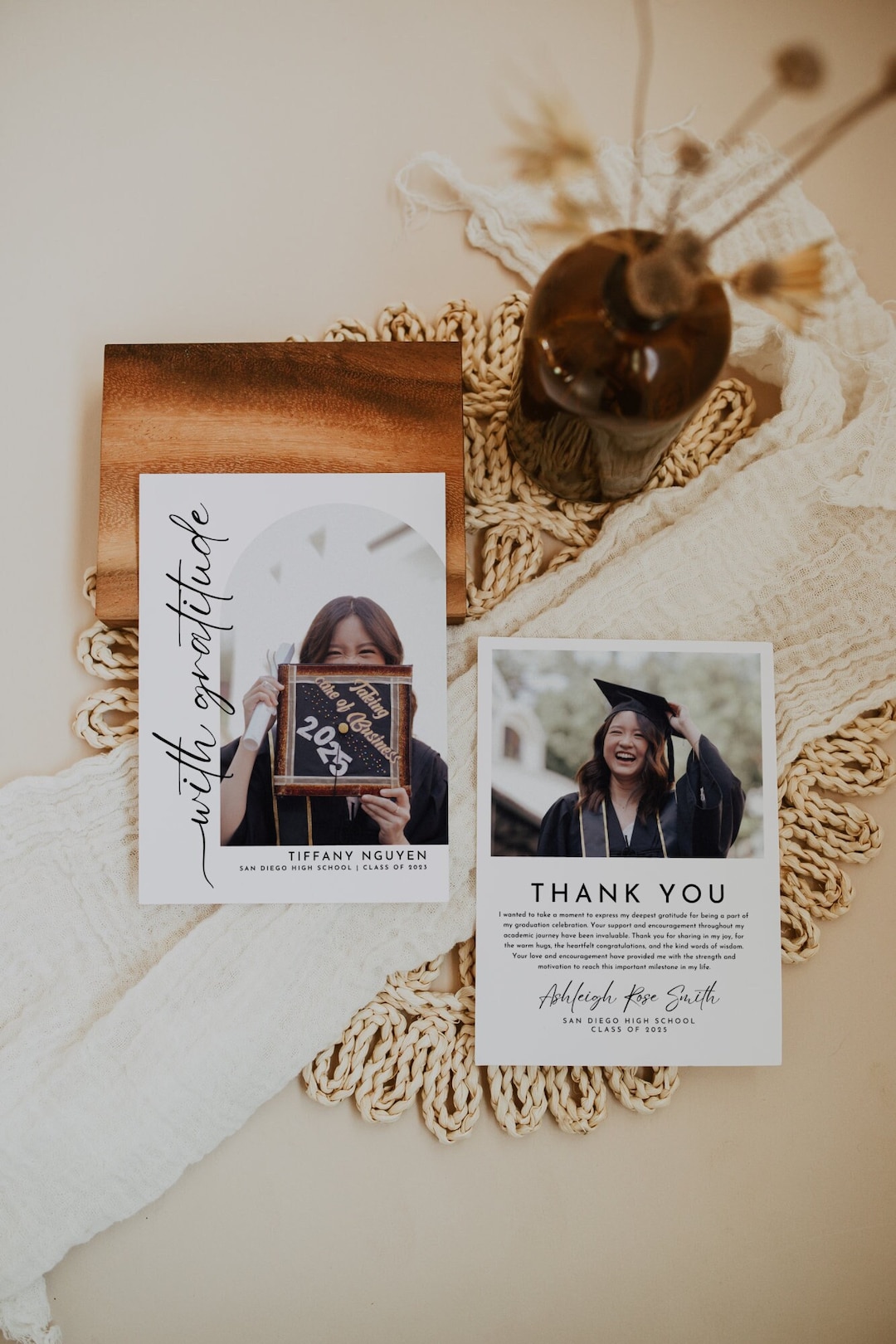 Graduation Thank You Card, Modern Minimalist Grad Thank You Card ...