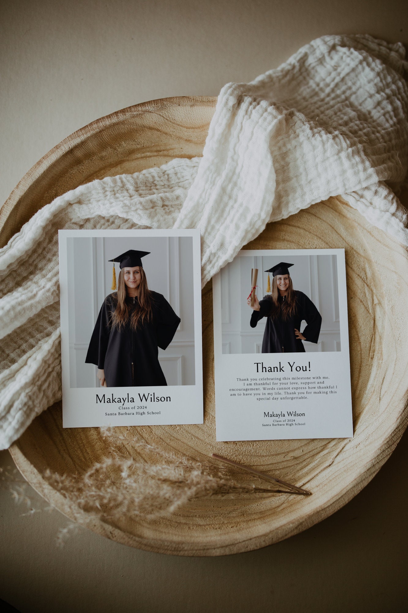 Graduation Thank You Card, Modern Graduation Photo Card, Editable ...
