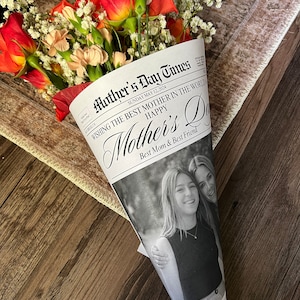 Mother's Day Gift Newspaper Bouquet Wrap, Editable Newsletter Template ...