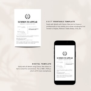 Summon to Appear Evite, Law School Graduation Party Digital Invitation ...