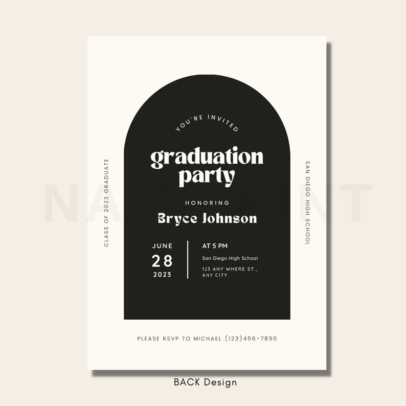 Retro Graduation Announcement Card Modern Boho Graduation - Etsy