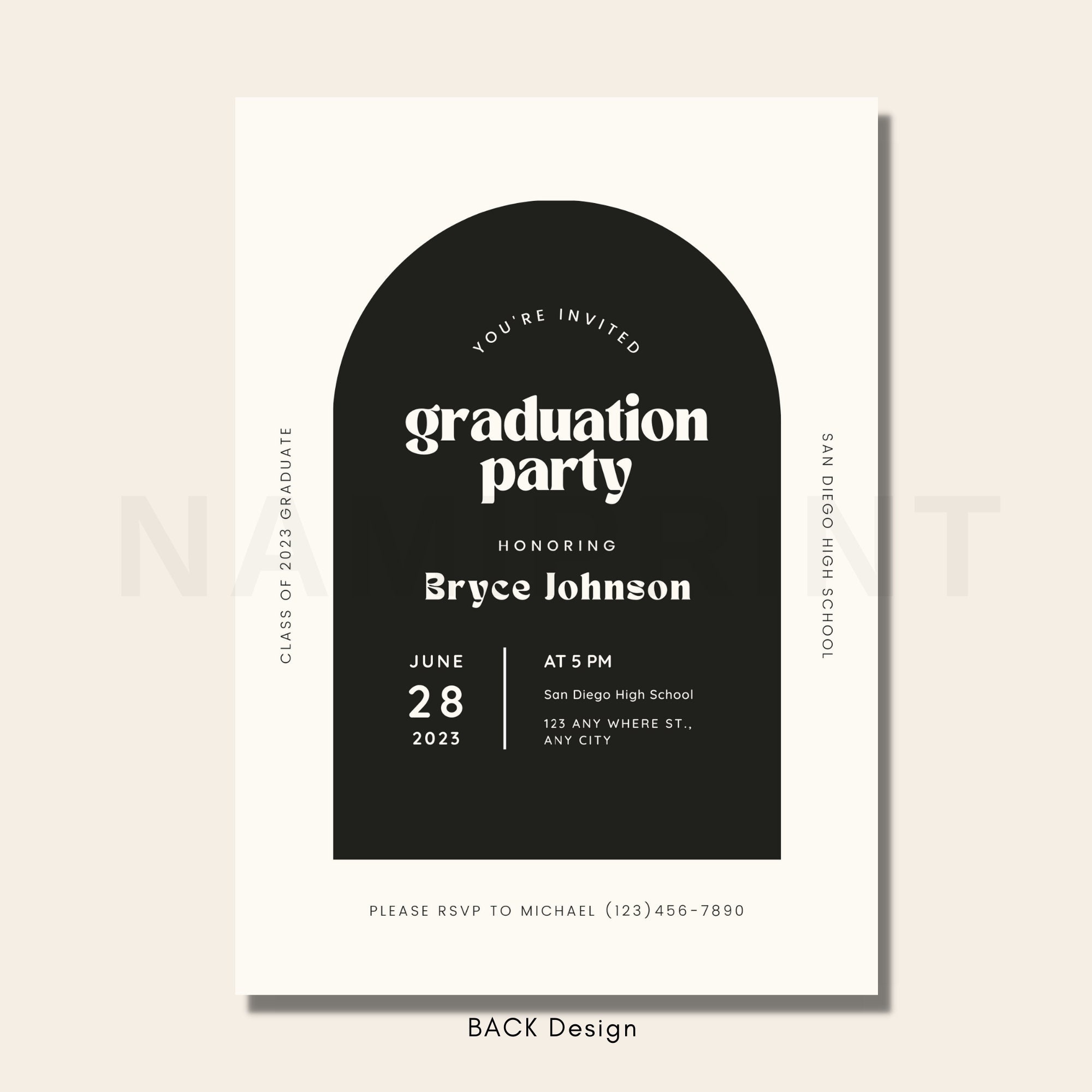 Retro Graduation Announcement Card Modern Boho Graduation - Etsy