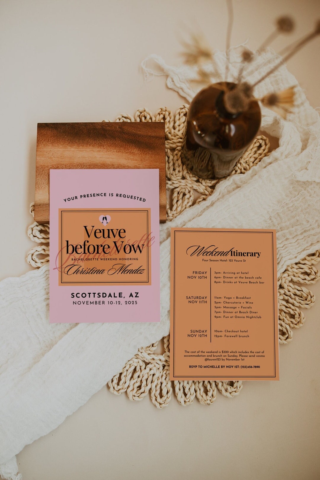 Veuve Before Vows Bachelorette Party Invitation Template, Last Rendez ...