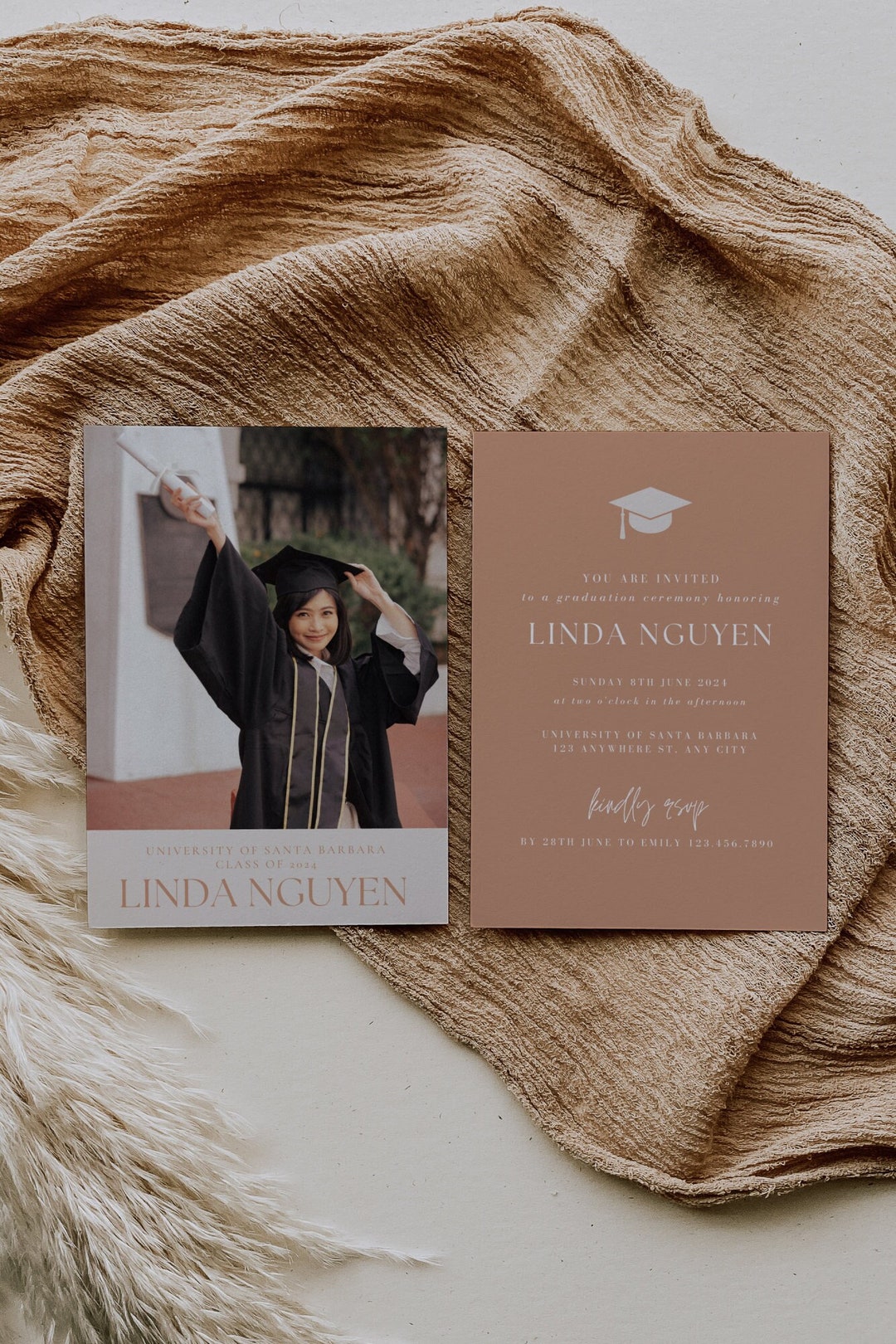 Modern Neutral Graduation Announcement Card, 2024 Graduation Invitation ...