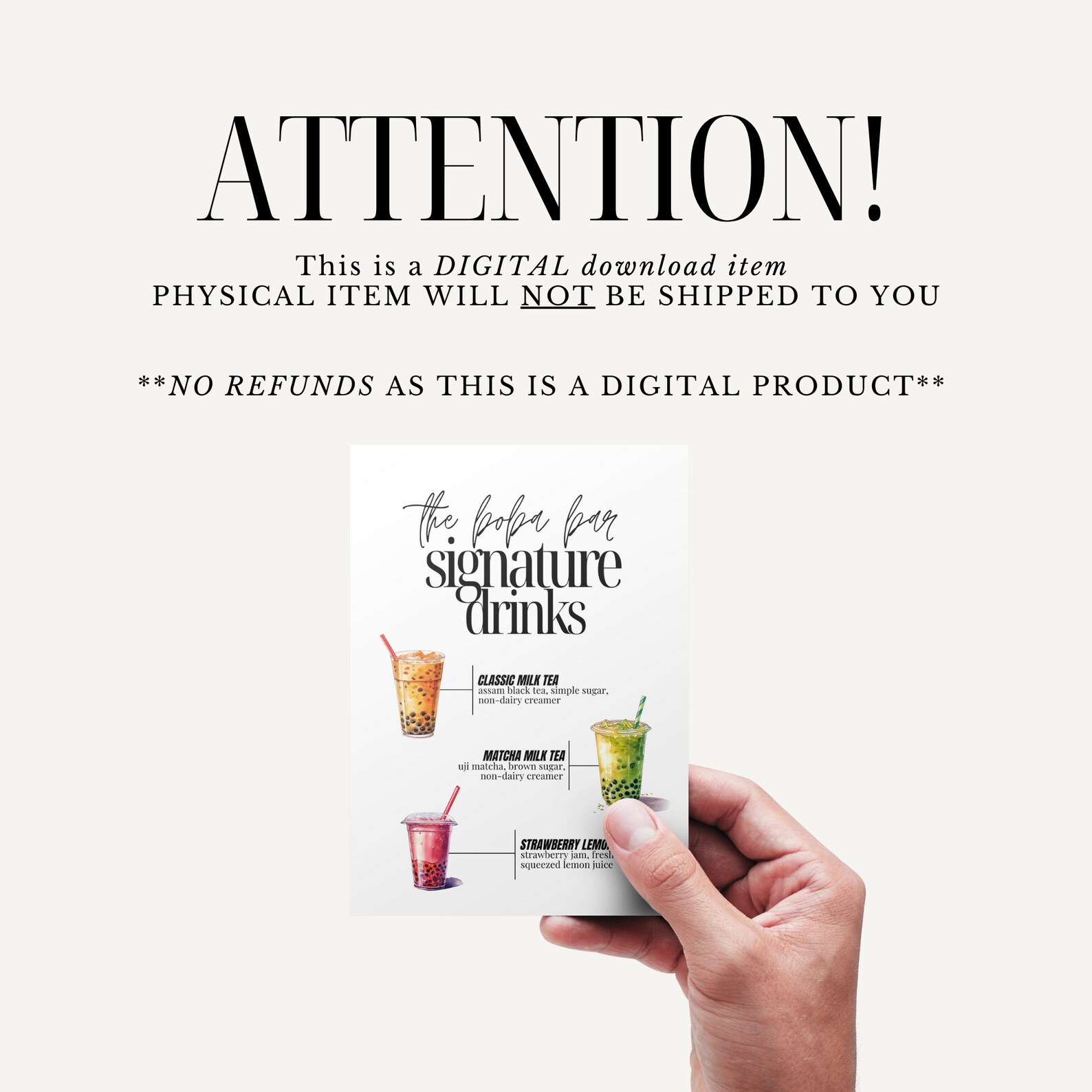 Boba Bar Menu Wedding Sign Signature Drink Sign Milk Tea Bar - Etsy