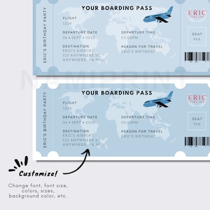 Airplane Boarding Pass Editable Template, Airplane Aviation Theme ...