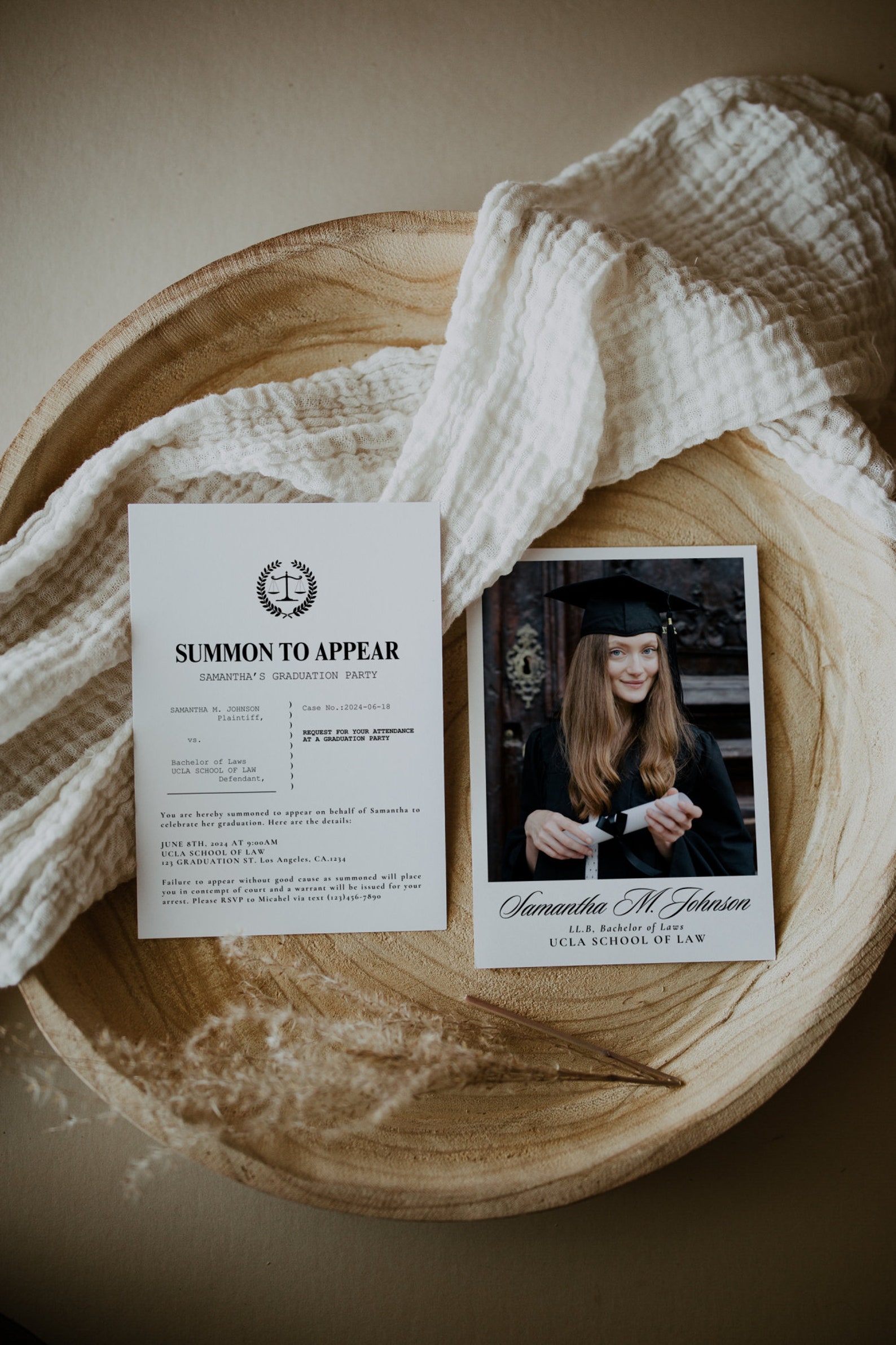 Summon to Appear Invite, Law School Graduation Party Photo Card, You ...