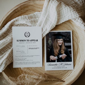 Summon to Appear Invite, Law School Graduation Party Photo Card, You ...