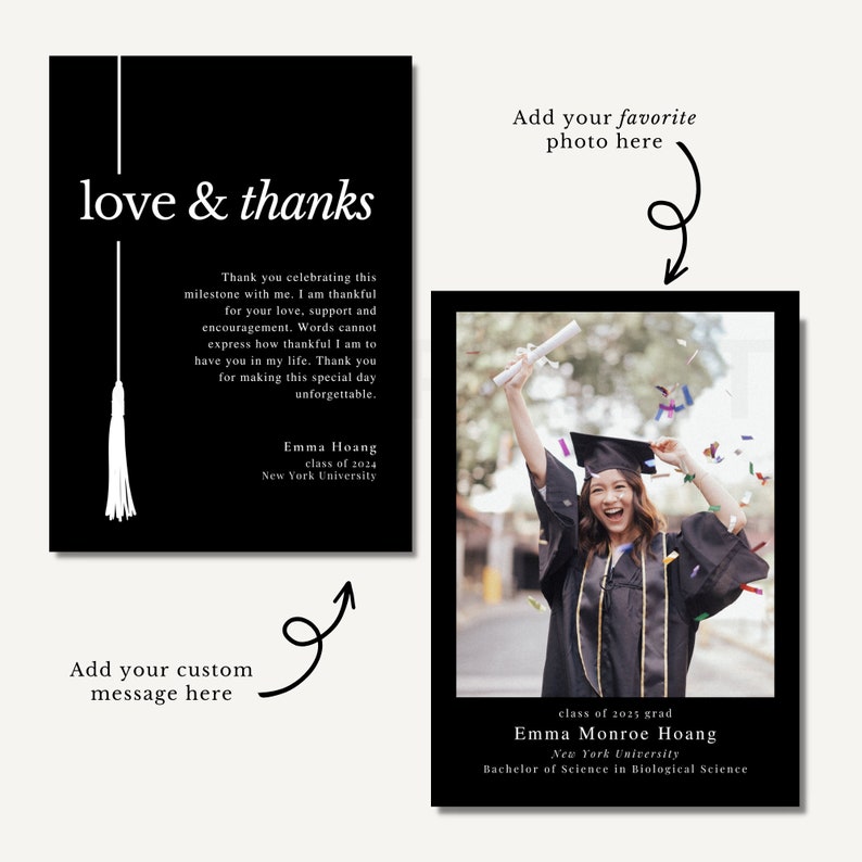 Graduation Thank You Card Graduation Thank You Template - Etsy