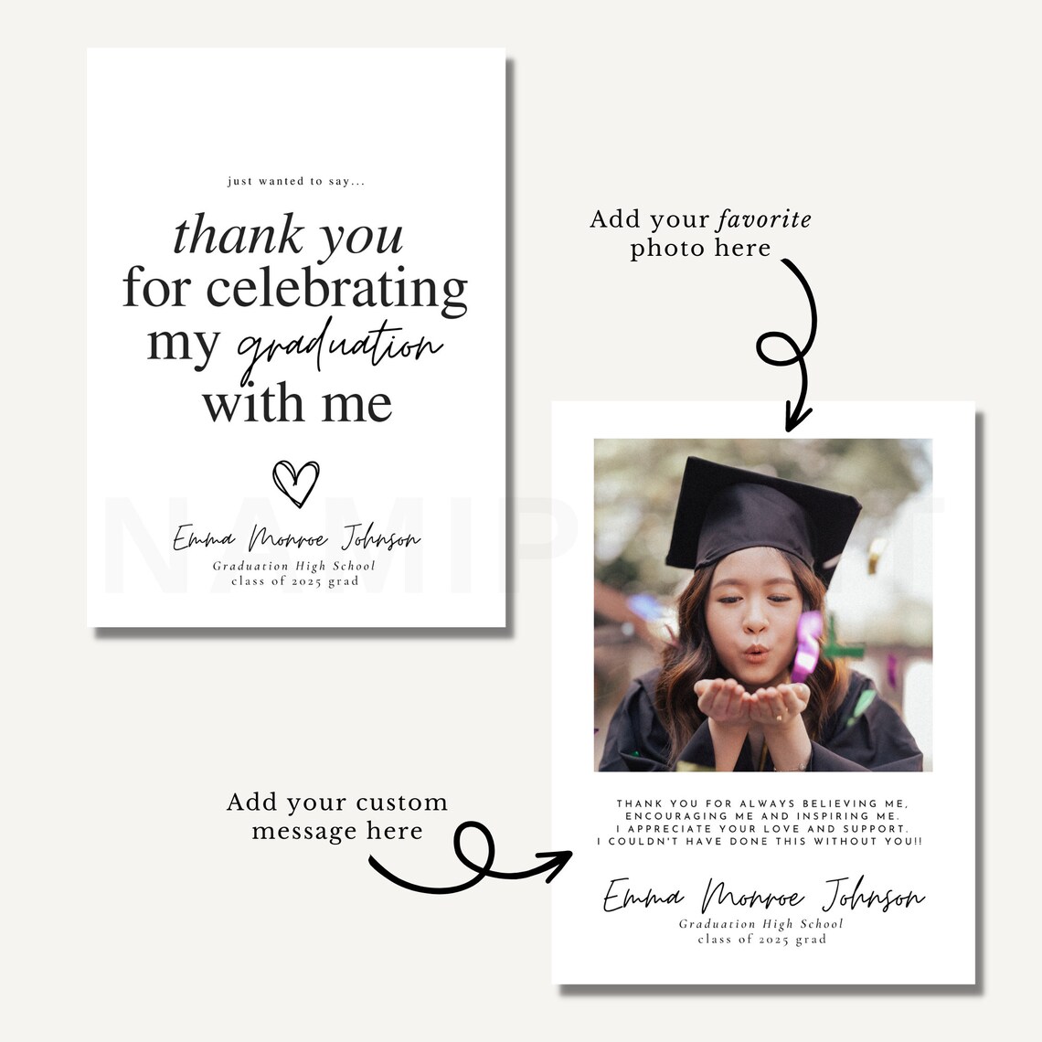 Graduation Thank You Card Graduation Thank You Template - Etsy