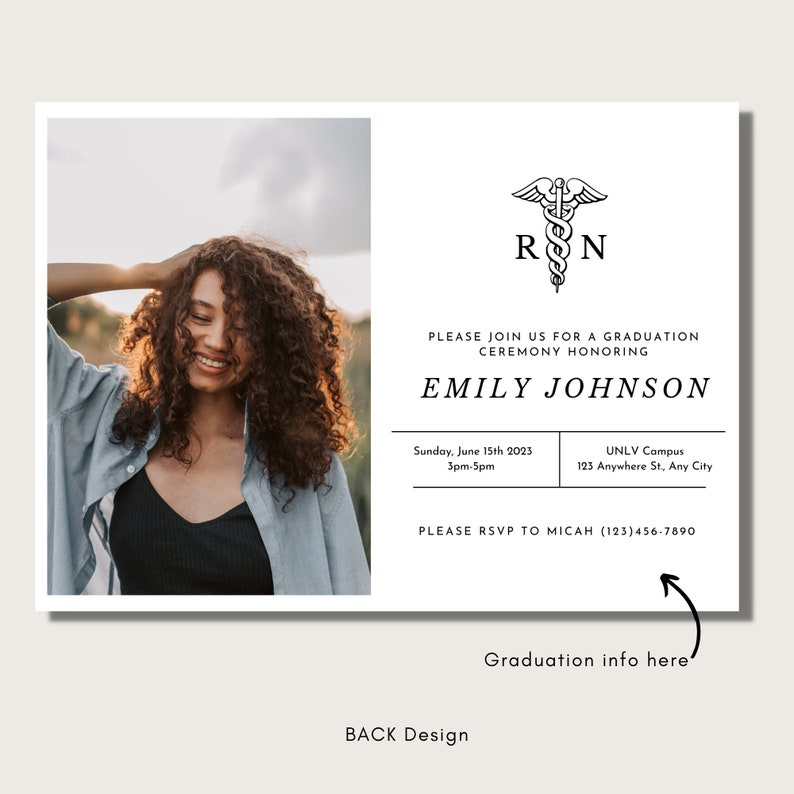 Nurse Graduation Invitation Card Template RN Grad Class of - Etsy