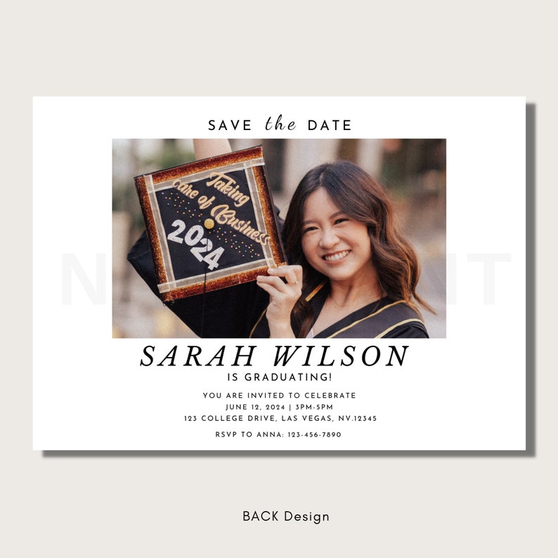 Modern Save the Date Graduation Photo Invitation Card - Etsy