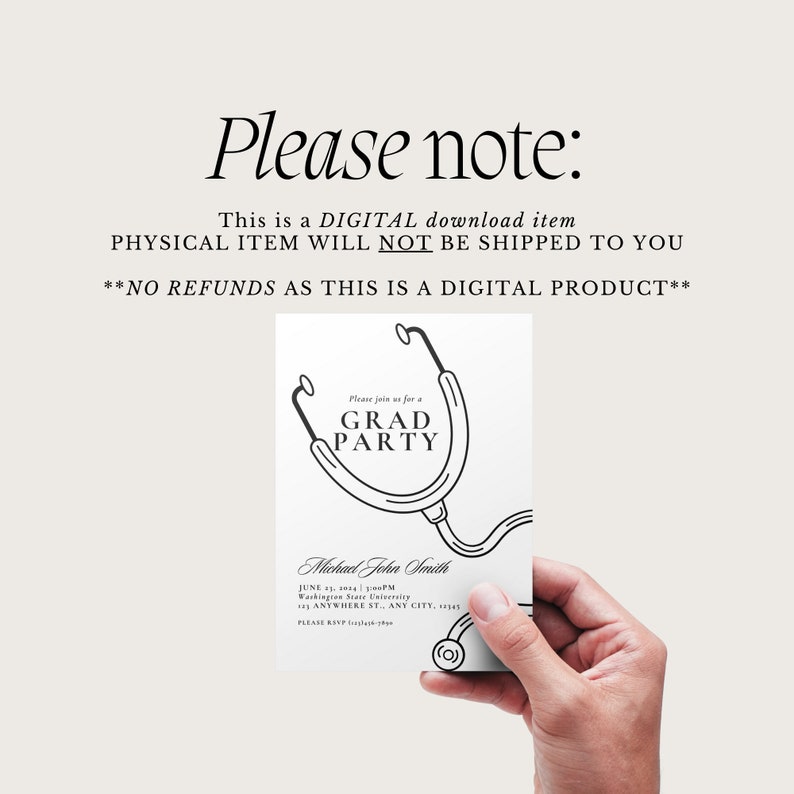 Digital Nurse Graduation Invitation Template, Minimalist RN Graduation ...