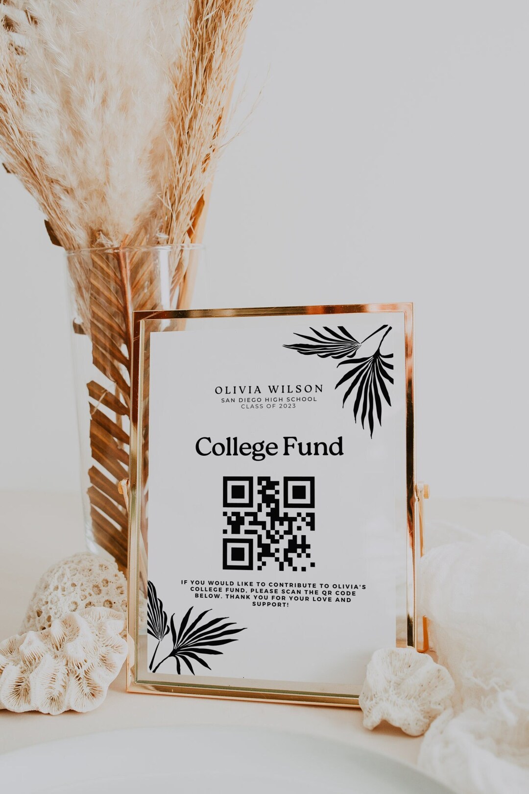 Modern Tropical College Fund Sign for 2023 Graduation Party, Hawaiian ...