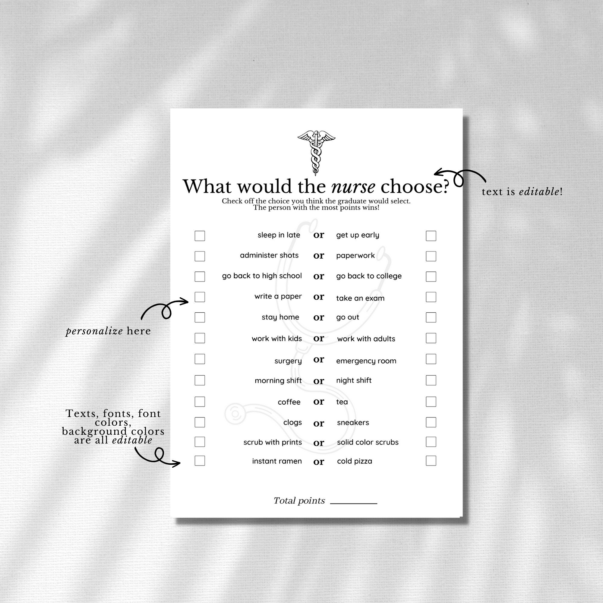Nurse Graduation Game, Printable RN BSN Graduation Party Game, What ...