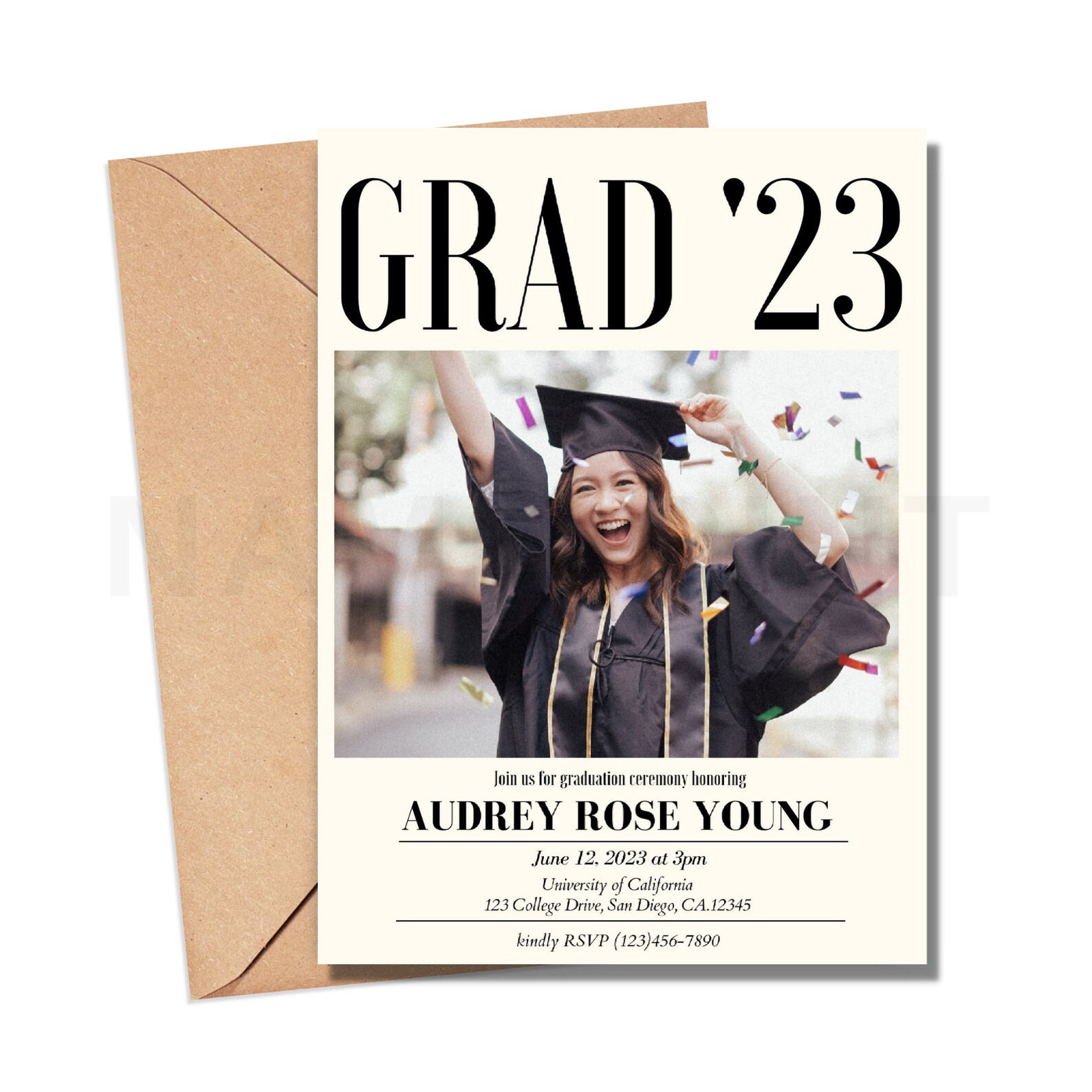 Magazine Cover Graduation Ceremony Invitation Card Template - Etsy