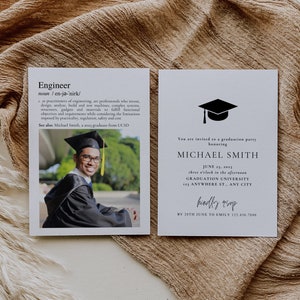 Engineer Graduation Party Invitation Template, Engineering Graduate ...