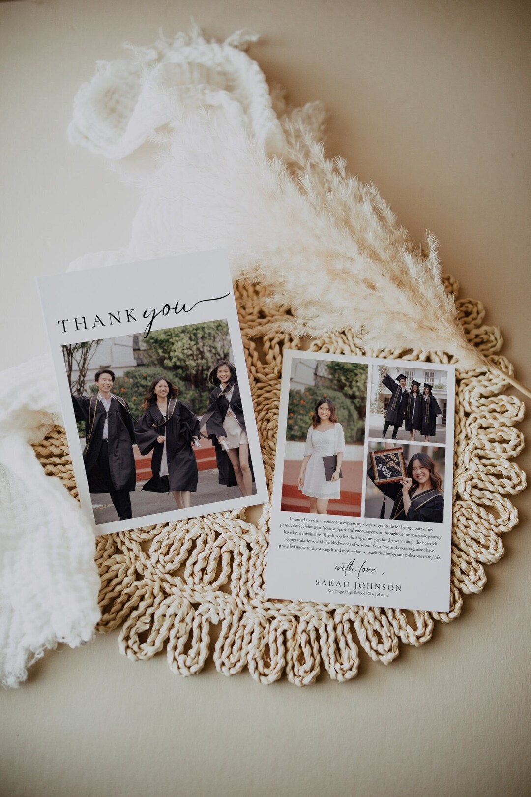 Graduation Thank You Card, Graduation Gift, Editable Graduation Thank ...