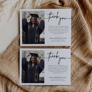 Graduation Party Thank You Card, Modern Thank You Note, Editable ...