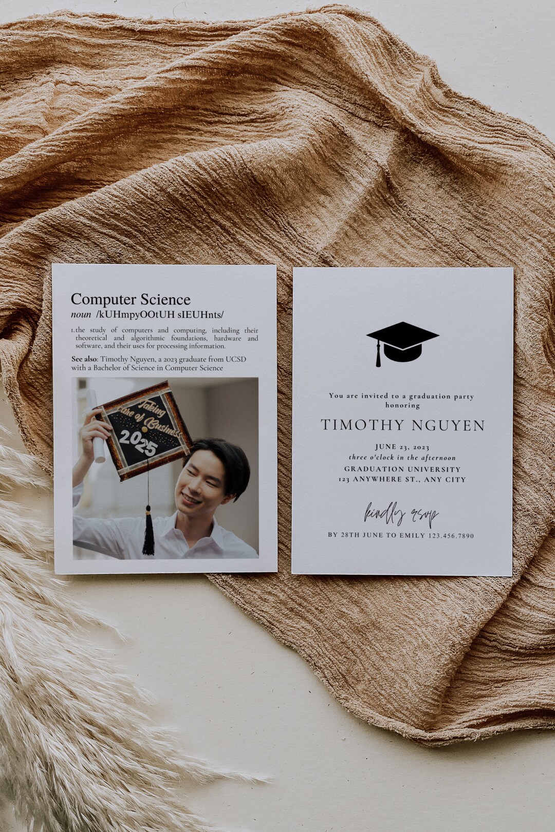 Computer Science Graduation Party Invitation Template, Editable ...