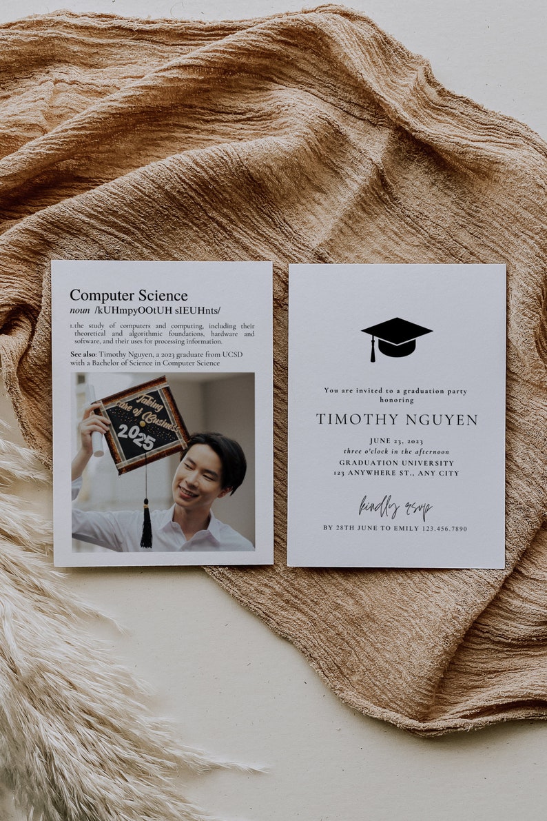 Computer Science Graduation Party Invitation Template, Editable ...