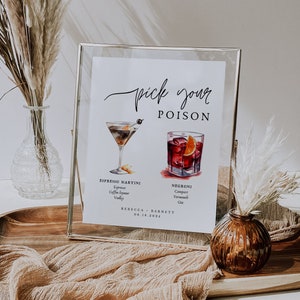 Halloween Signature Cocktails Sign Template, Editable Pick Your Poison ...