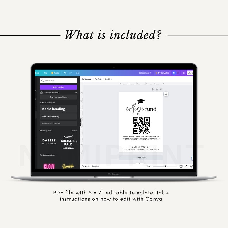 Minimalist College Fund QR Code Sign for 2023 Graduation - Etsy