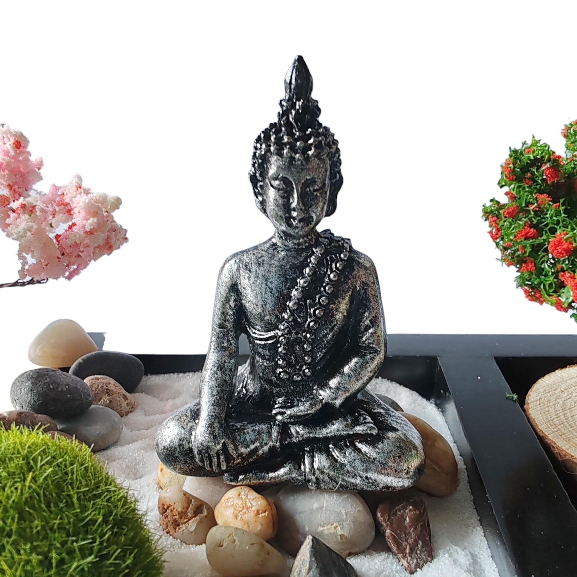 ZEN&TAO Classic Japanese Zen Garden Kit, Black Tray With Buddha Statue ...
