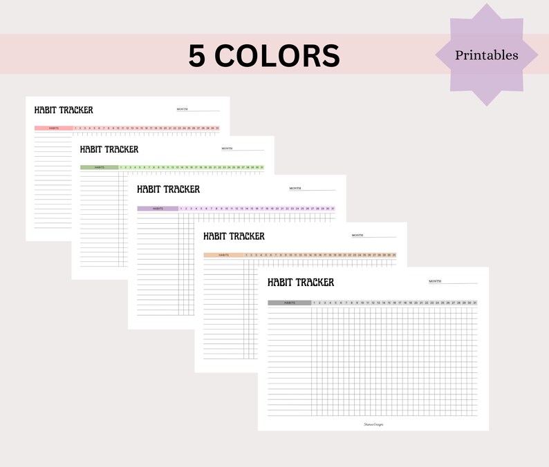 Monthly Habit Tracker Printable Landscape, Habit Tracker Template ...