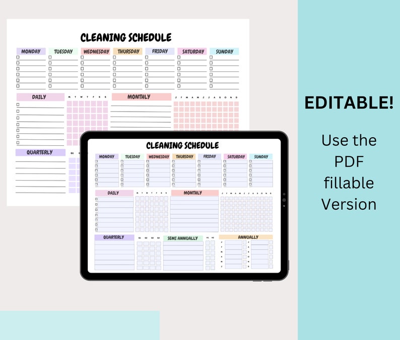 EDITABLE Cleaning Planner, Cleaning Checklist, Cleaning Schedule ...