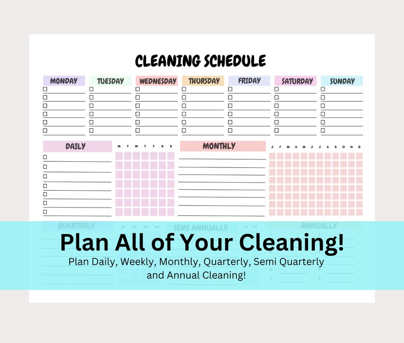EDITABLE Cleaning Planner, Cleaning Checklist, Cleaning Schedule ...