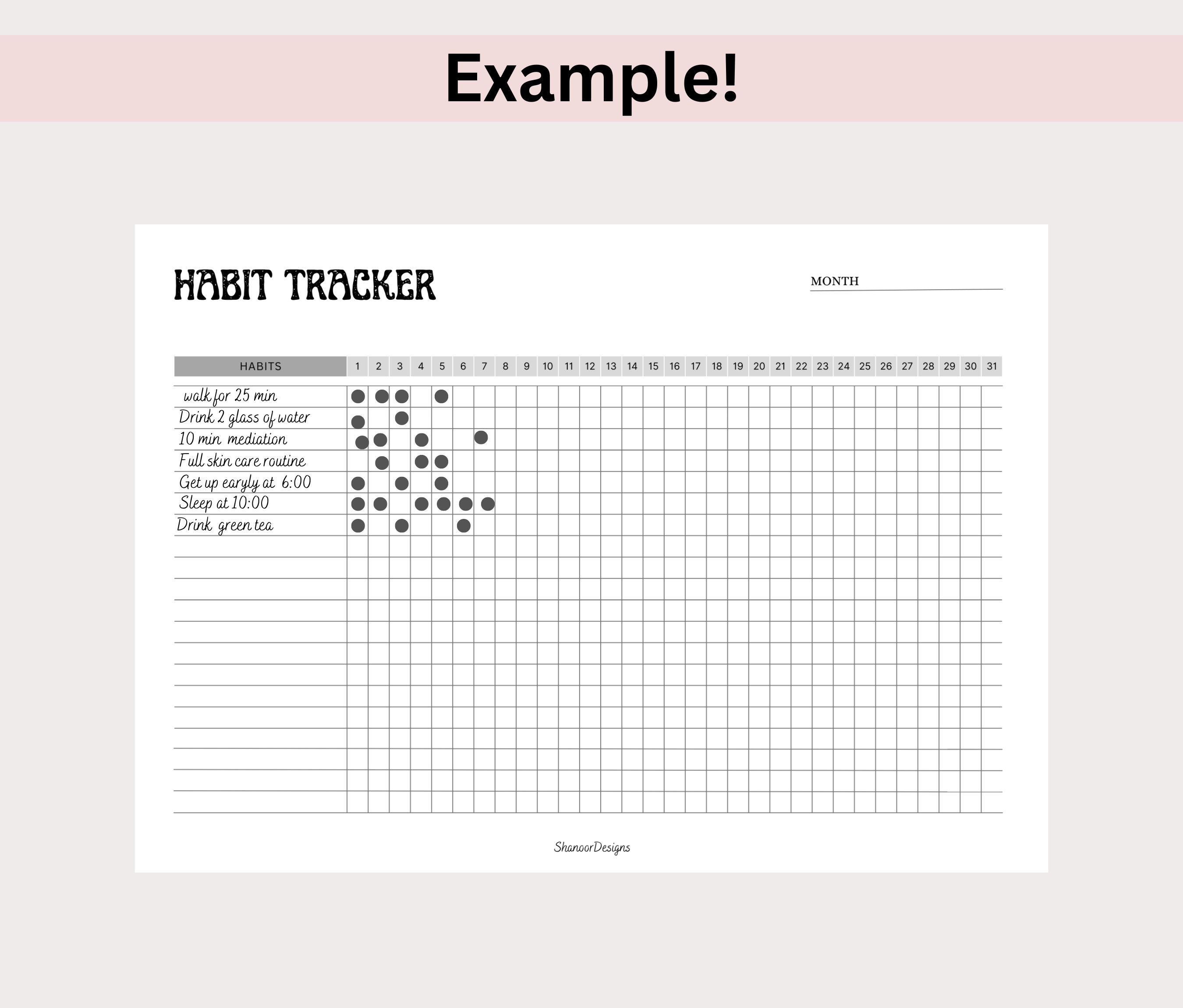 Monthly Habit Tracker Printable Landscape, Habit Tracker Template ...