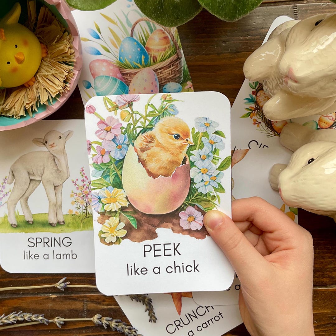 Easter Movement Cards | Montessori Flashcards | Preschool - Etsy