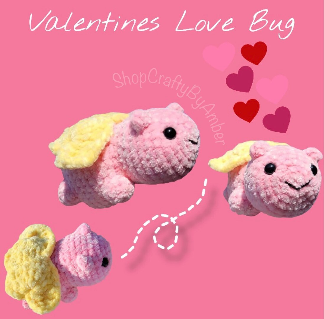 Art & Collectibles Crochet Valentines Love Bug Plush Fiber Arts etna.com.pe