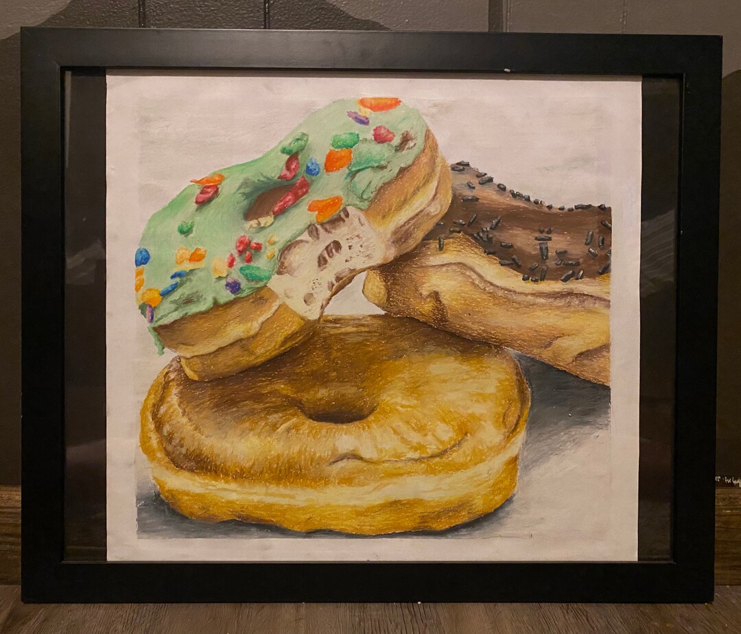Oil Pastel Donut Drawing Print - Etsy Canada