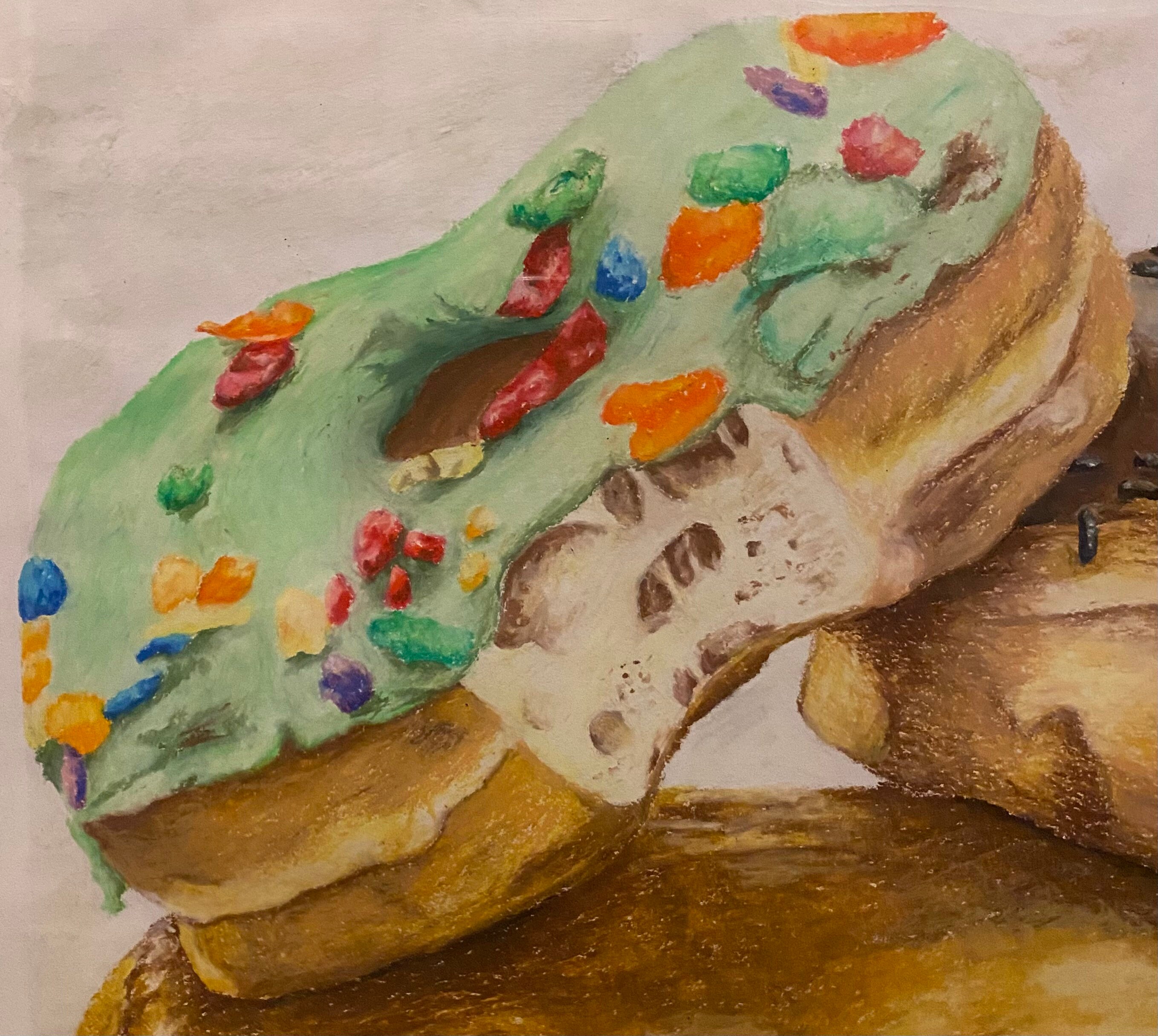 Oil Pastel Donut Drawing Print - Etsy Canada